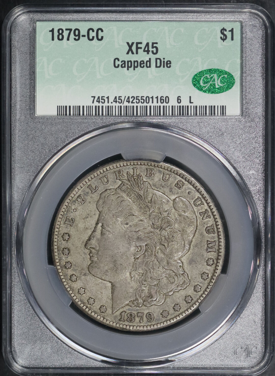 1879-CC Morgan Dollar Capped Die CACG XF-45 CAC | Northern Nevada Coin