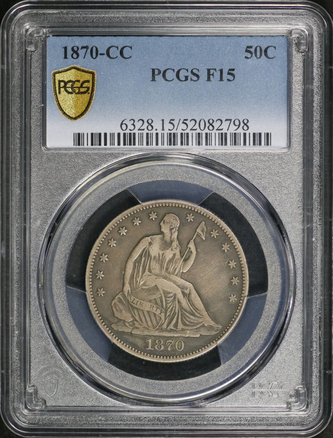 1870-CC Liberty Seated Half Dollar PCGS F-15 | Northern Nevada Coin